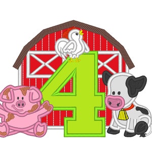 Farm Birthday Numbers WHOLE Set 1-9 With Cow Pig Horse and Rooster Cute ...