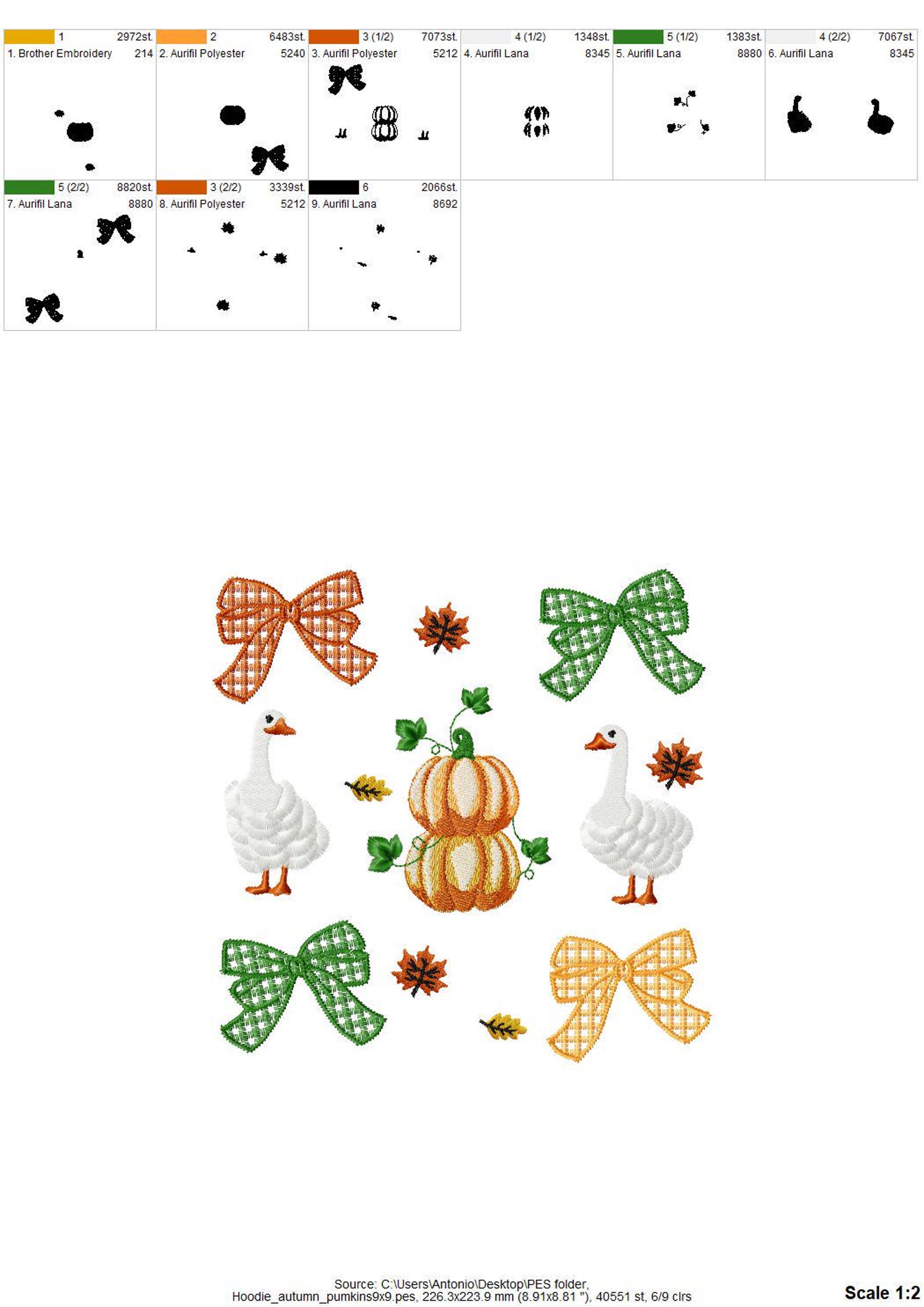 Thanksgiving Fall Pumpkin Goose SET of 5 Designs Bows in a Row Bow ...