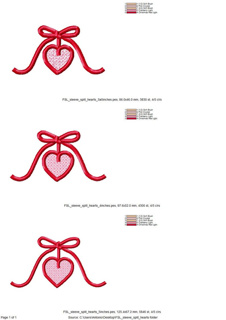 Valentine Heart FSL Split Seam Side Bow Machine Embroidery Designs ...