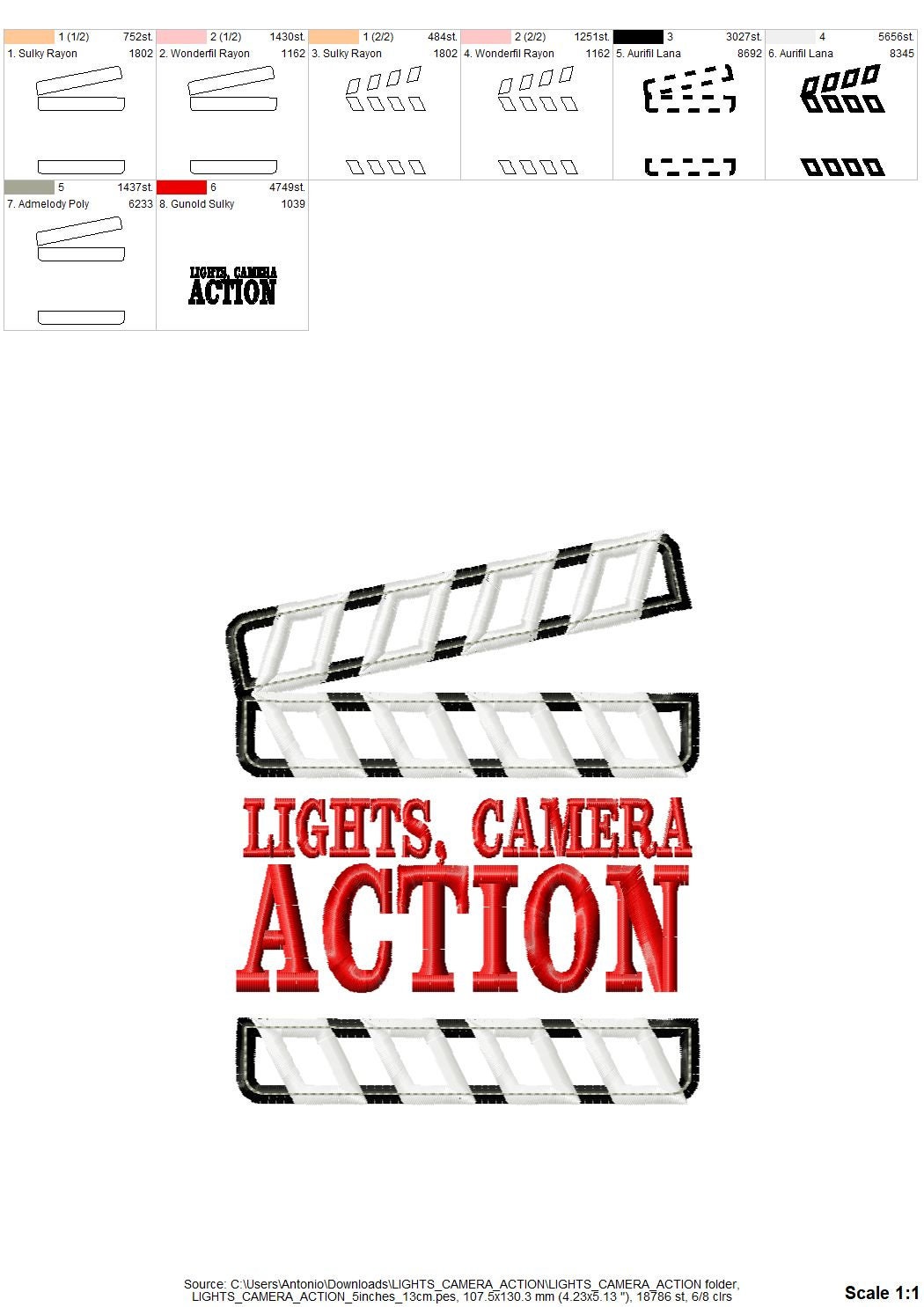 Lights, Camera, Action Movie Maker Applique Machine Embroidery Design ...