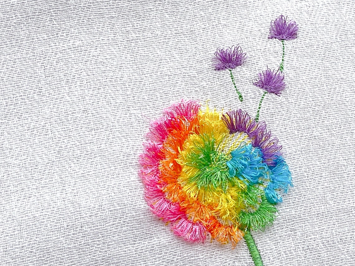Fringed Dandelion Flower ITH Project Fringe in the Hoop - Etsy