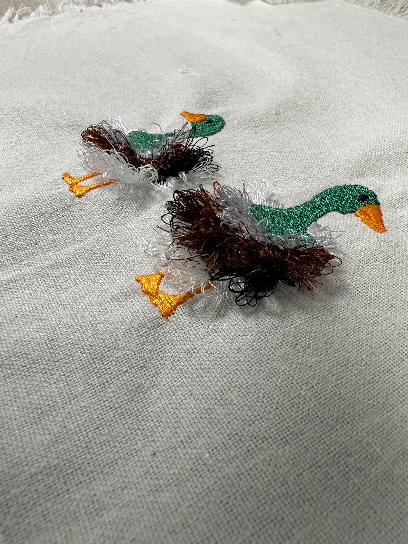 Fringed Fluffy Duck Farm Bird Animal SET of 2 Types Machine Embroidery ...