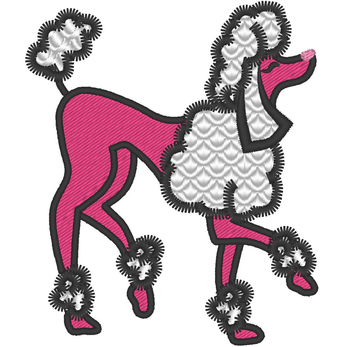 Poodle Machine Embroidery Fill Stitch and Applique Designs | Etsy