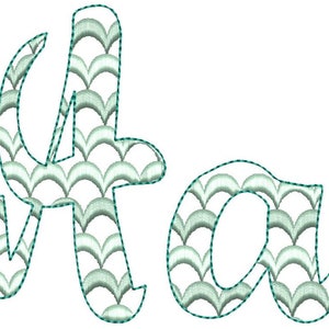 Satin Stitch Scallop Font 2 Two Colors Script Cursive Alphabet Machine ...