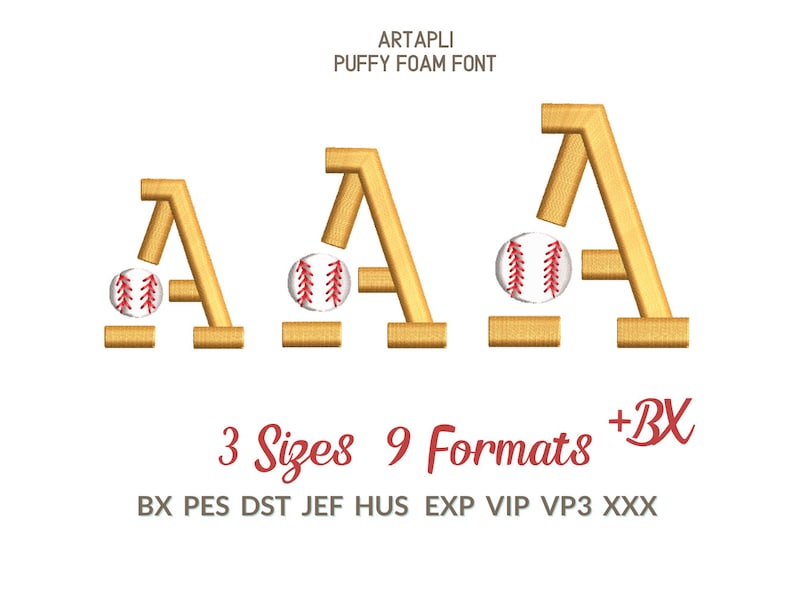 Baseball Puff Embroidery Font Puffy Foam Machine Embroidery Designs 3D ...