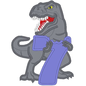 T-rex Dinosaur Birthday Number Seven 7 Birthday Outfit Machine ...