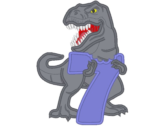 T-rex Dinosaur Birthday Number Seven 7 Birthday Outfit Machine | Etsy
