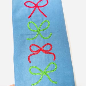 Hand Chain Stitch Effect Bow Set 4 Types Ribbon Bows Machine Embroidery ...
