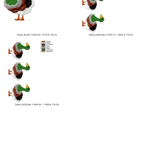 Fringed Fluffy Duck Farm Bird Animal SET of 2 Types Machine Embroidery ...