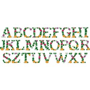 Pumpkin Floral Font Thanksgiving Alphabet Uppercase Lowercase Letters ...
