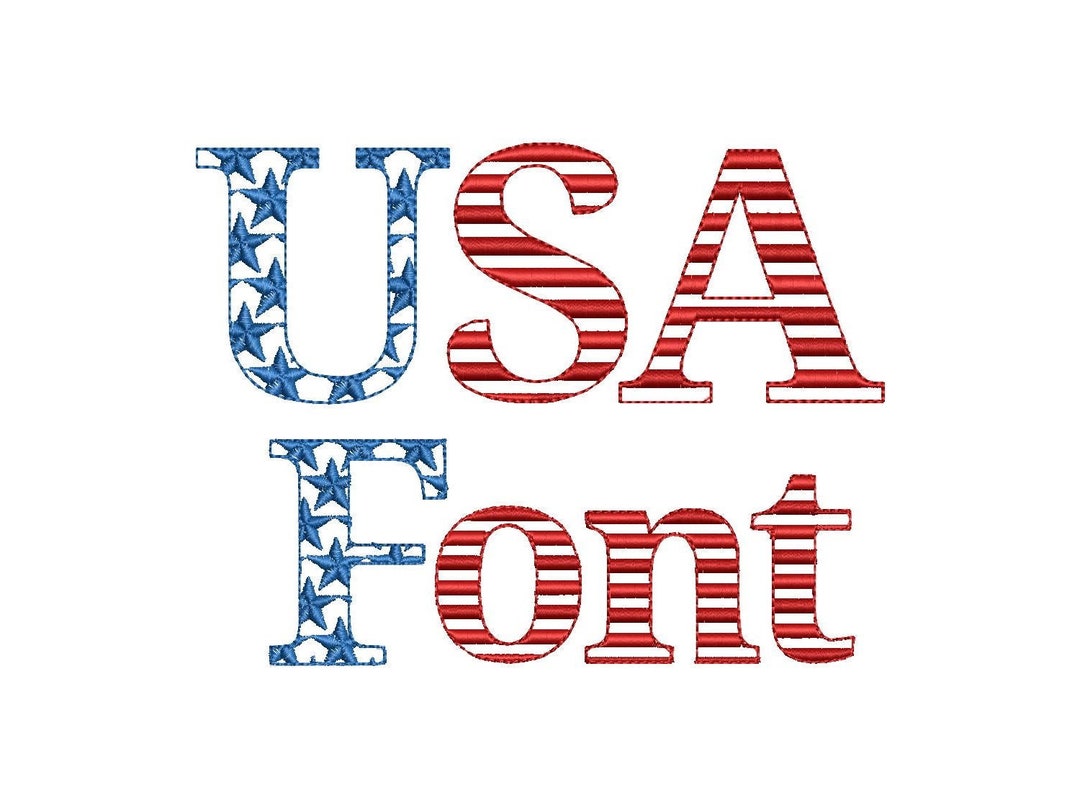 Stars and Stripes Block Patriotic Font 2 Types Machine Embroidery ...