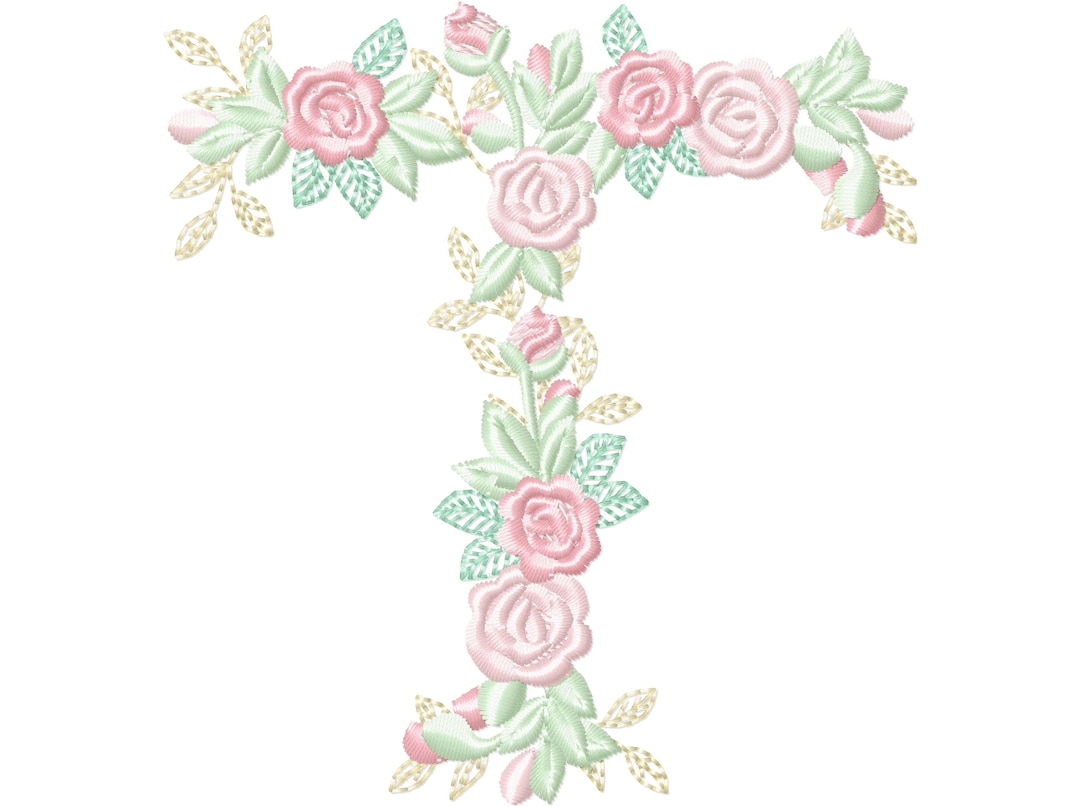 Delicate Roses Floral Letter T Garden Flag Monogram Flowers Flower ...
