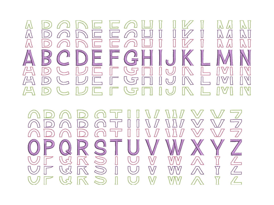 Stacked Font Satin Stitch and Outline Trend Alphabet Letters Awesome ...