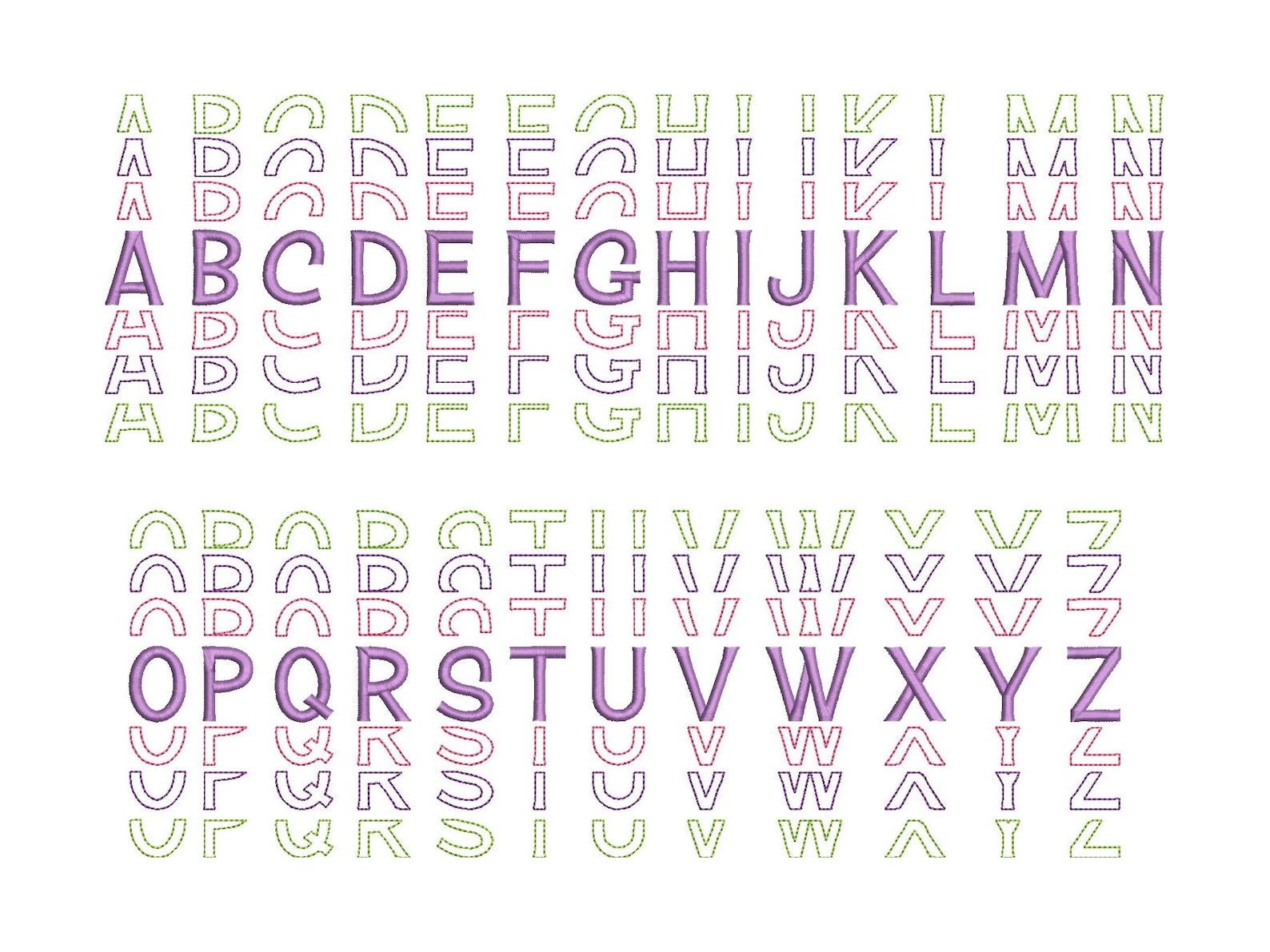 Stacked Font Satin Stitch and Outline Trend Alphabet Letters - Etsy