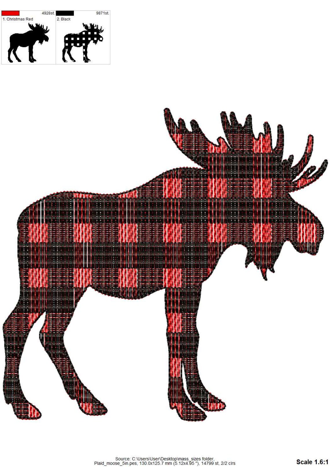 Light Stitch Outline Plaid Moose Silhouette Gingham Tartan - Etsy