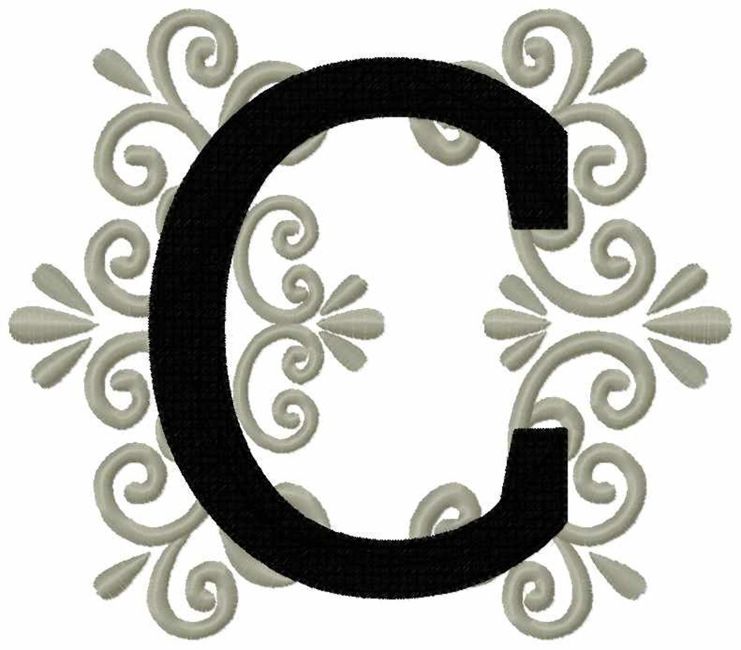 Regal Royal Classic Letter C Garden Flag Monogram Lace Swirl Block Font ...