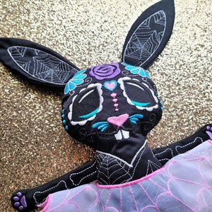 Sugar Skull Calavera Pretty Bunny in the Hoop ITH Machine Embroidery ...