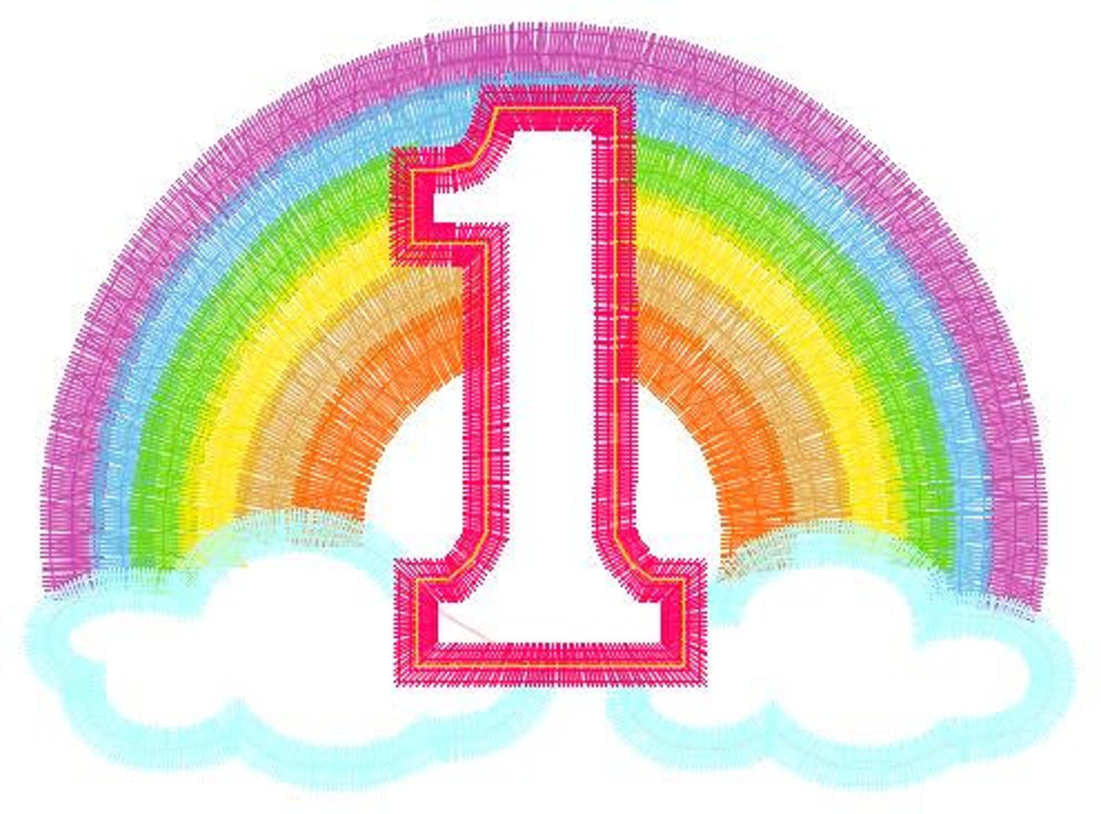 Cute Rainbow Birthday Number 1 ONE only machine embroidery | Etsy