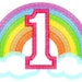 Cute Rainbow Birthday Number 1 ONE Only Machine Embroidery Applique ...