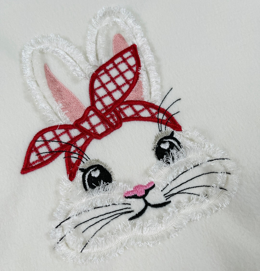Bunny Face Bandanna Fringed Fluffy Cute Checkered Bandana Bow Easter ...