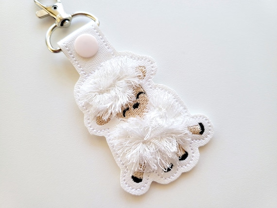 Fringed Sheep Key Fob Snap Tab in the Hoop Machine Embroidery - Etsy