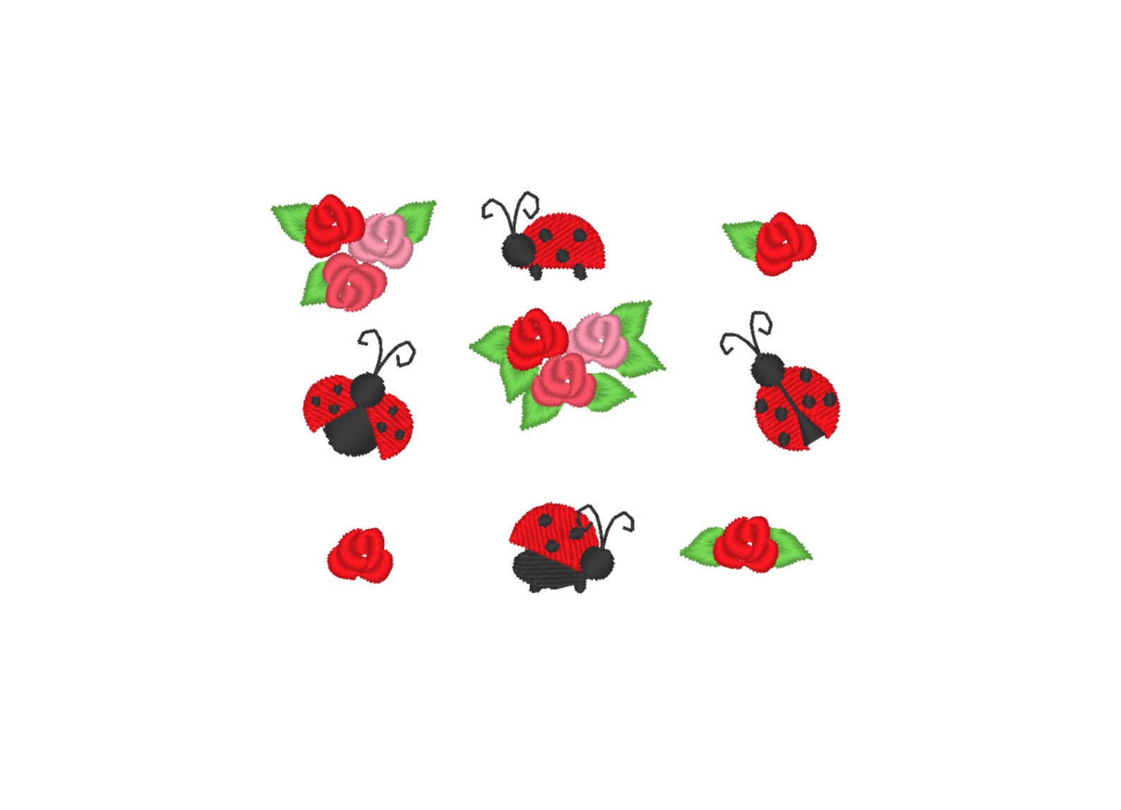 Mini Designs Flowers Roses and Ladybugs Machine Embroidery - Etsy