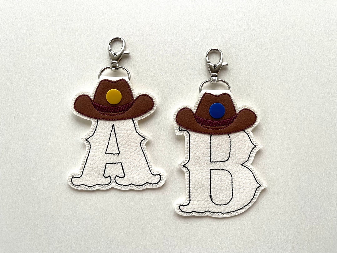 Key Fob Snap Tab Cowboy Monogram Alphabet Initial Letters A-Z in the ...