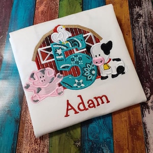 Farm Barn Animals Birthday Number TWO 2 With Barn Cow Pig Rooster Cute ...