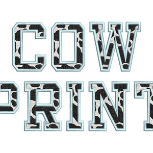 Cow Print Block Font Fill Stitch Alphabet Letters Machine Embroidery ...