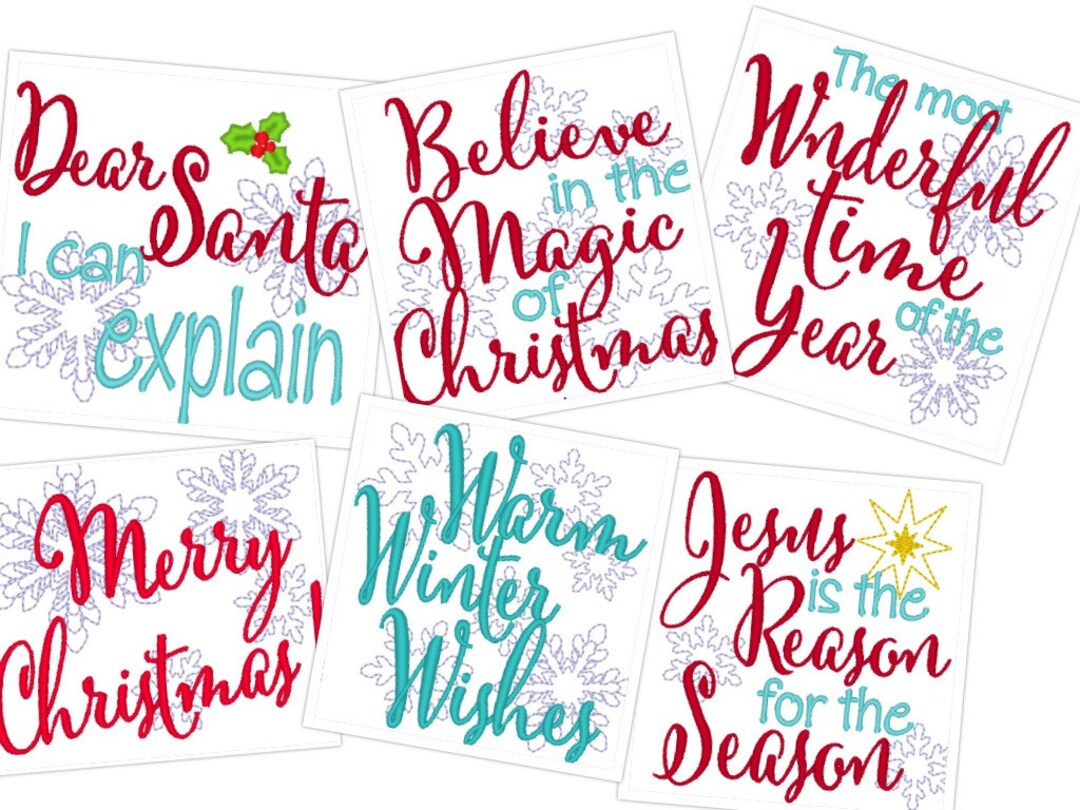 Merry Christmas Quotes - Machine Embroidery Designs - 4x4, Santa ...