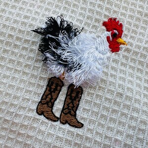 Fringed Fluffy Rooster With Cowboy Boots Fur Farm Bird Chicken Boy ...