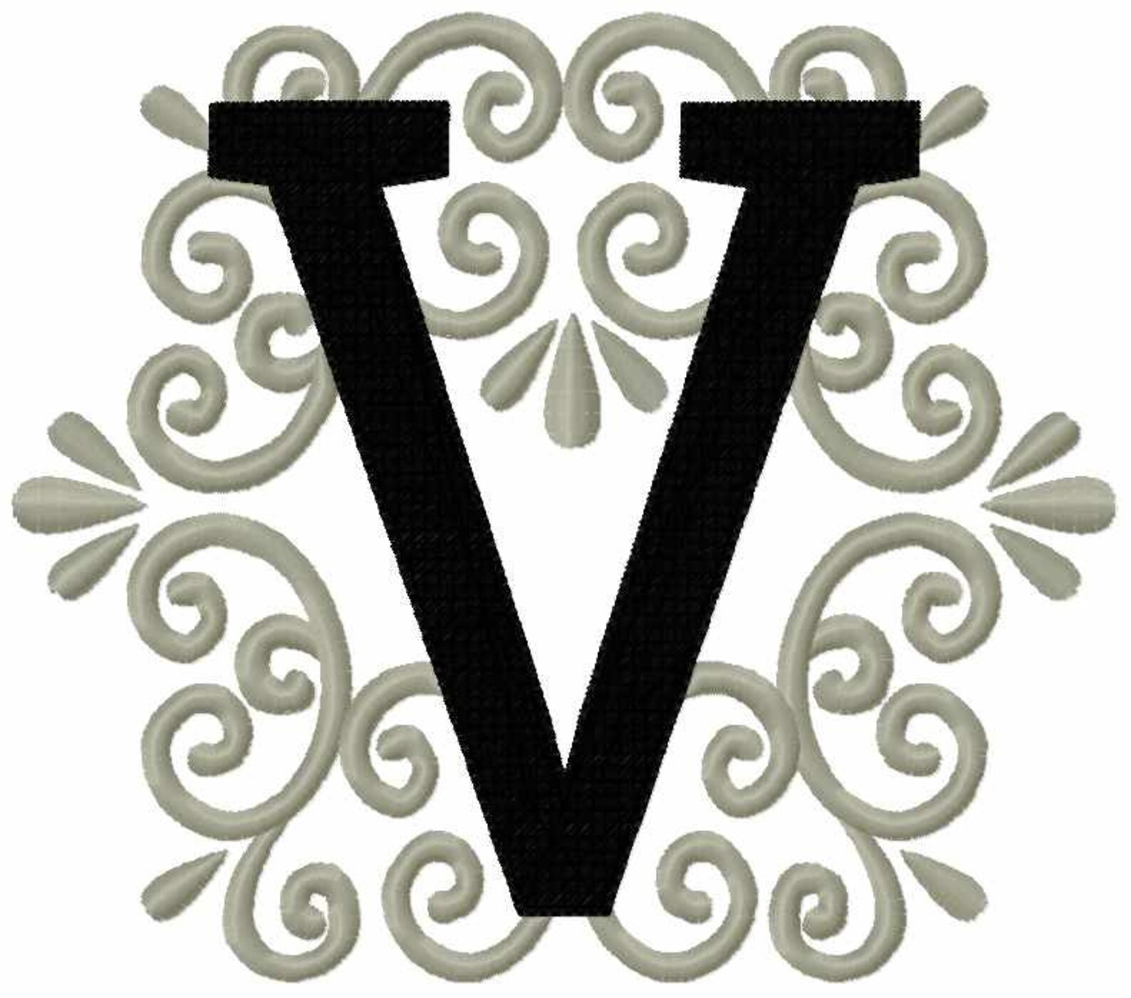Regal Royal Classic Letter V Garden Flag Monogram Lace Swirl Block Font ...