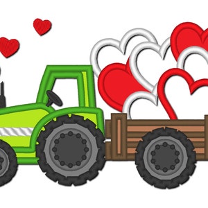 Valentine Day Tractor Love Hearts Machine Embroidery Designs - Etsy