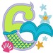 Mermaid Tail Birthday Number, Mermaid Number Six 6 Applique, Mermaid ...