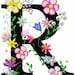 Floral Whole Alphabet Garden Flag Monogram Lace Swirl Flowers Block ...