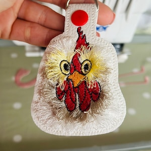 Fringed Chicken Key Fob Snap Keychain in the Hoop Machine Embroidery ...