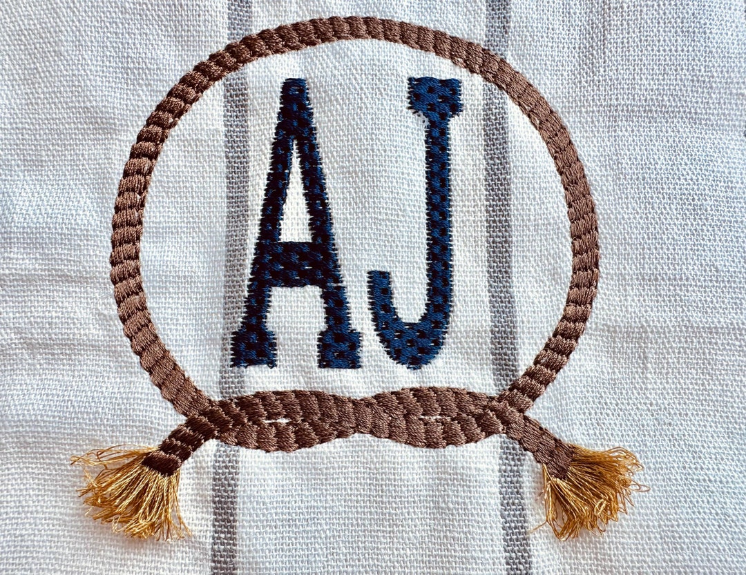 Baby Cowboy Lasso Rope Monogram Circle Frame With Fringed Ends Tassel ...