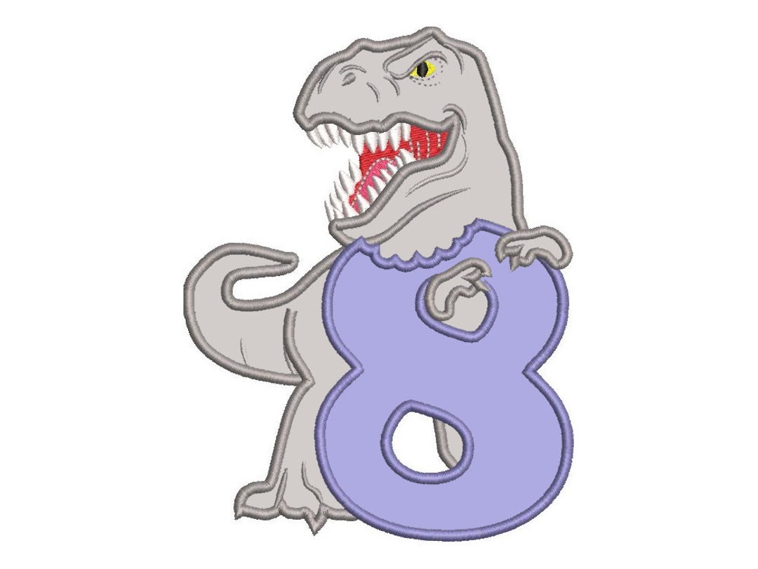 T-rex Dinosaur Birthday Number EIGHT 8 Kids Boy Birthday Outfit Machine ...