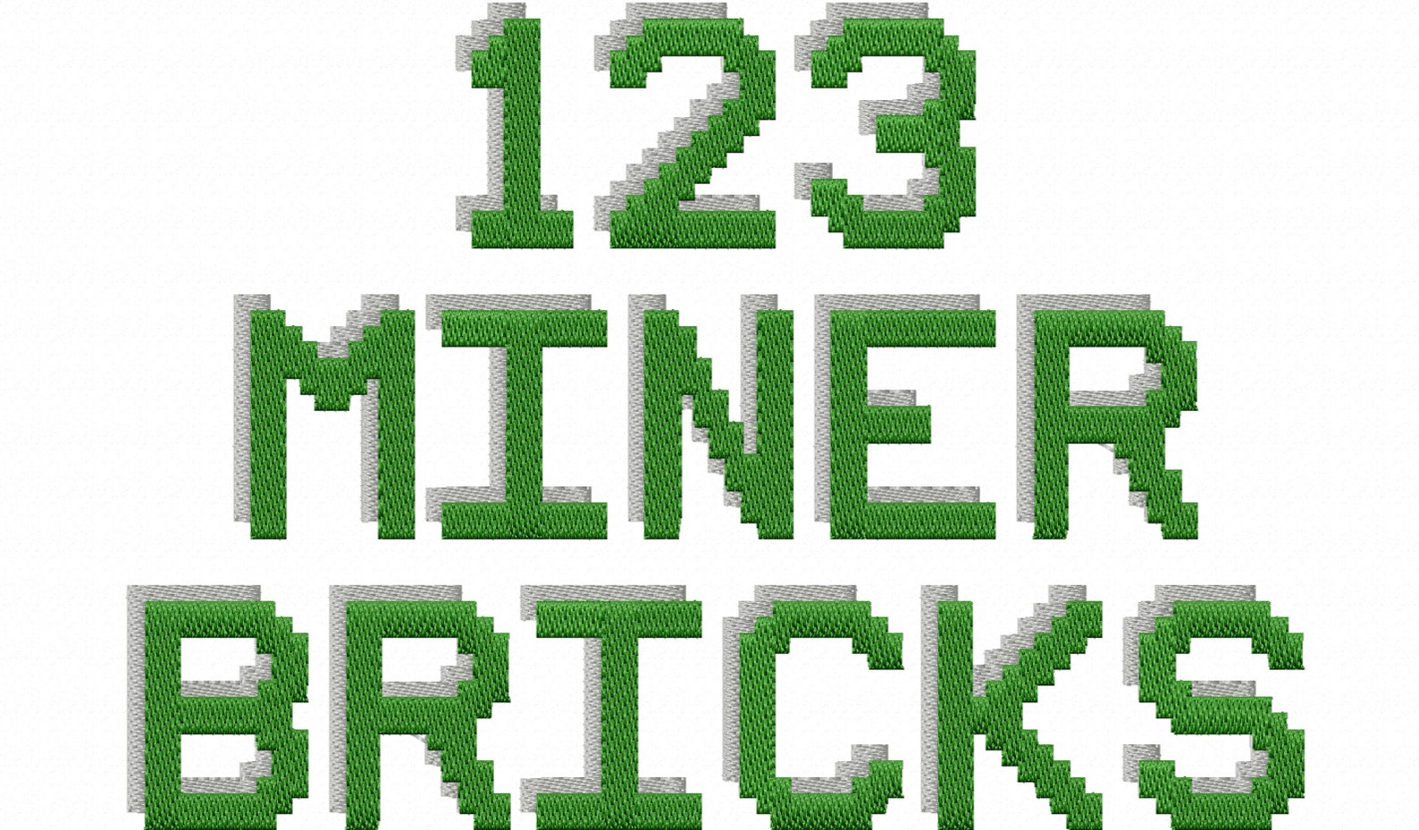 Miner Bricks Pixel Shadow Font Fill Stitch Machine Embroidery Design ...