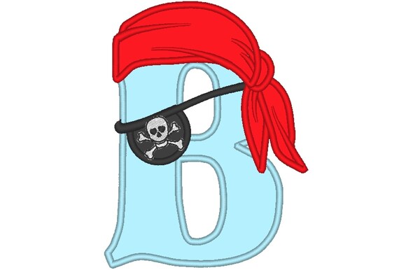 Pirate Alphabet Embroidery Letter B Machine Embroidery | Etsy