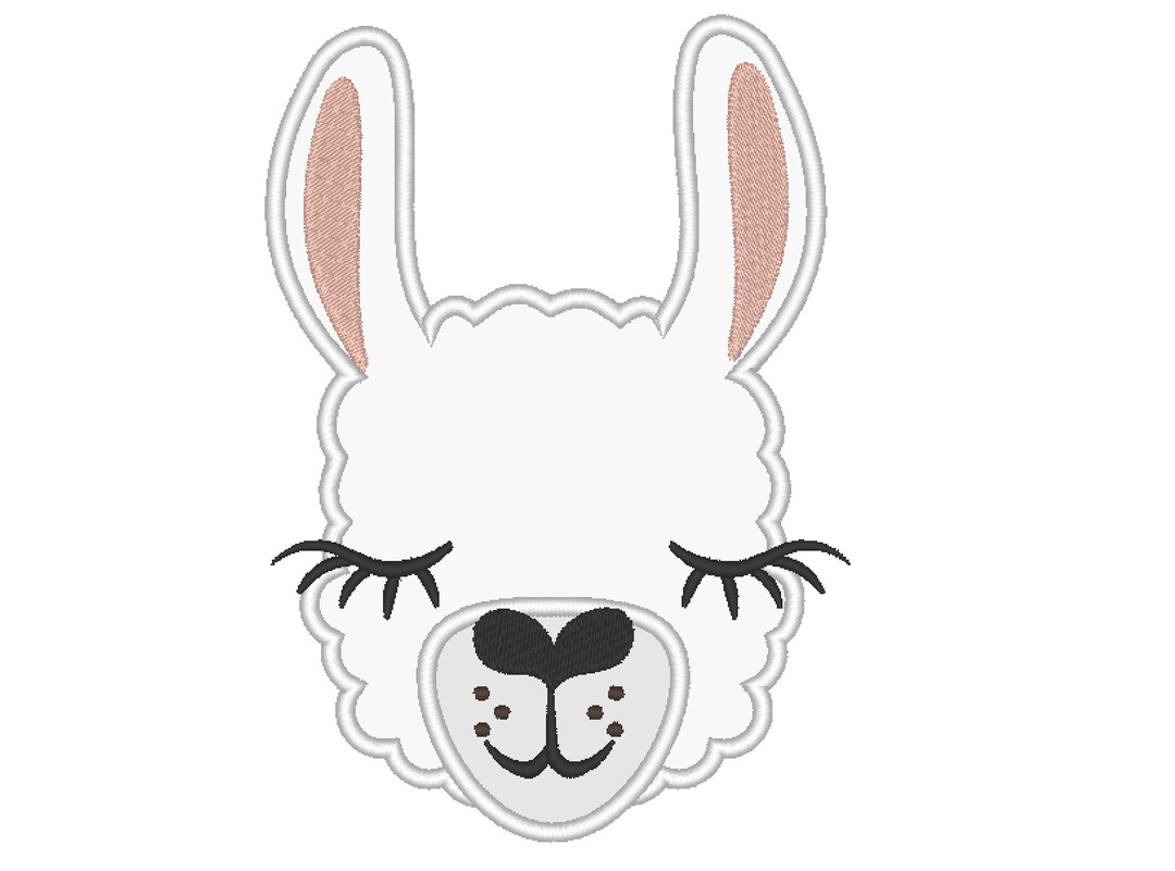 Llama or Alpaca Head With Pretty Eyes Applique Machine Embroidery ...