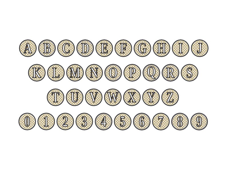 Embossed Classy Circle Monogram Terry Towel Font Alphabet Letters A-Z ...