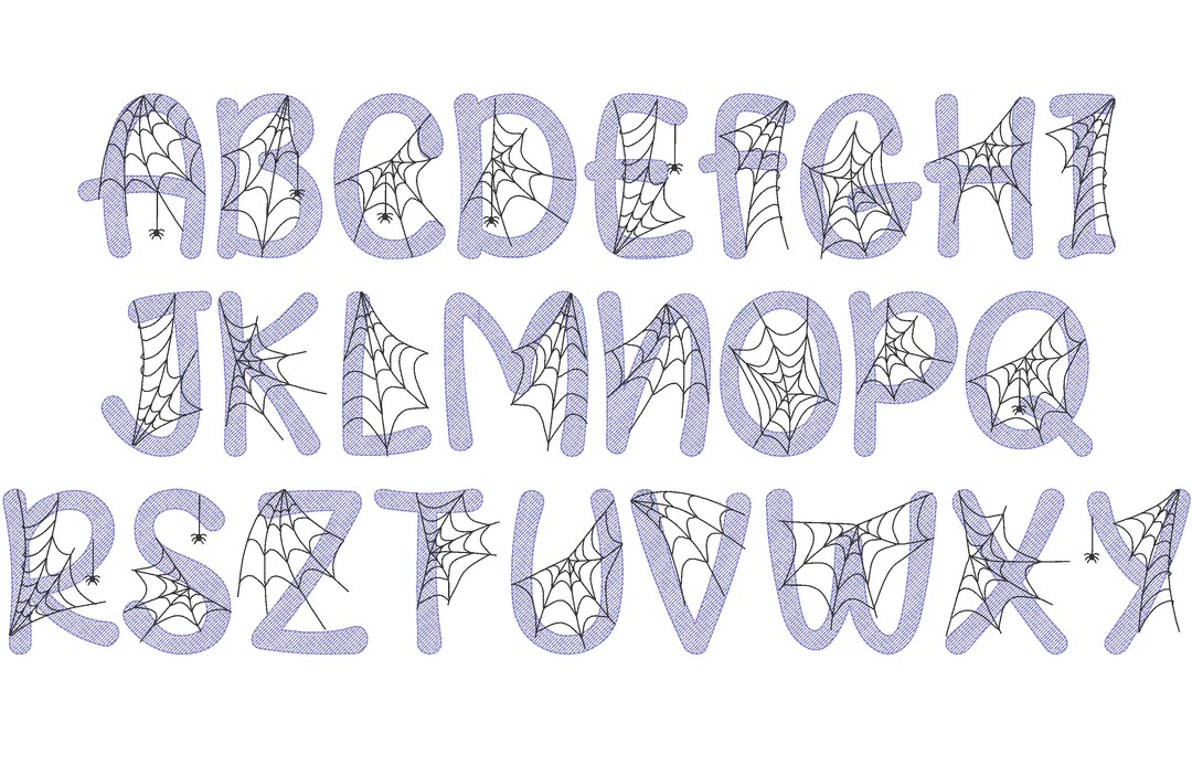 Spiderweb Font Embroidery Spider's Web Alphabet Halloween Cobweb Spooky ...