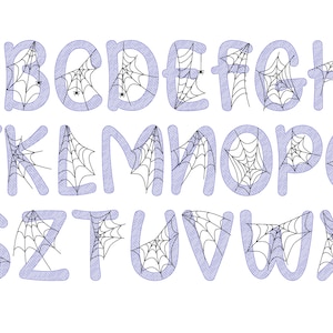 Spiderweb Font Embroidery Spider's Web Alphabet Halloween Cobweb Spooky ...