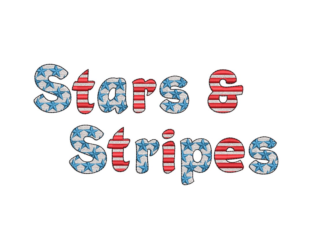 Stars and Stripes Patriotic Font SET of 2 Alphabet Fill Stitch Monogram ...