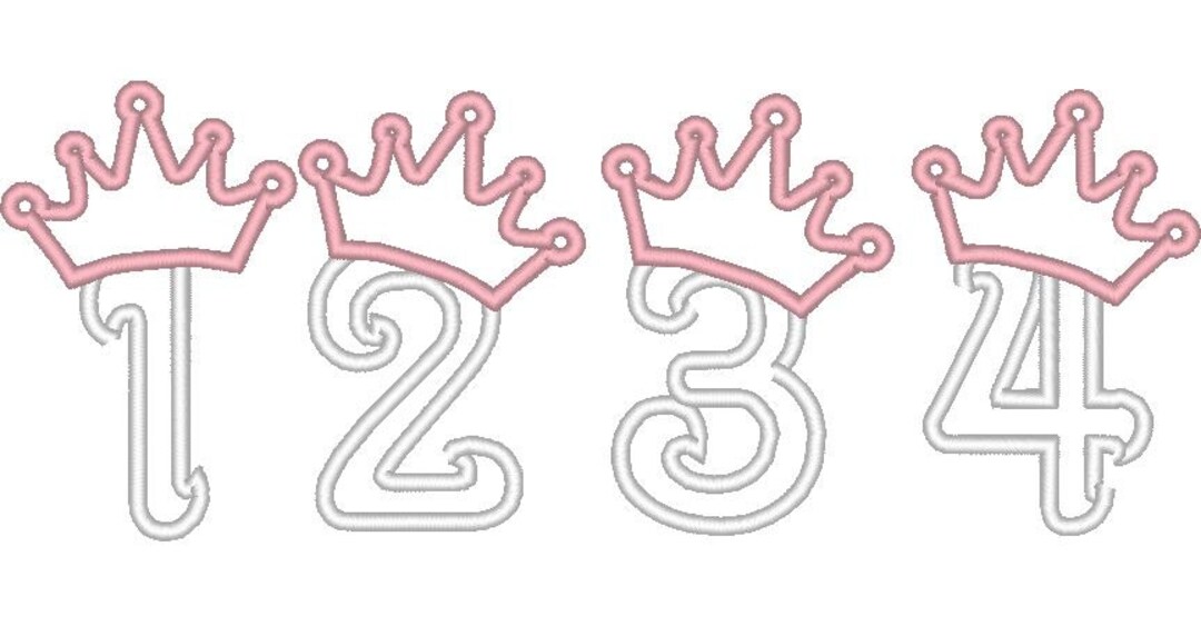 Cute Princess Prince Crown Birthday Numbers Set 1-9 Kids Baby Party ...