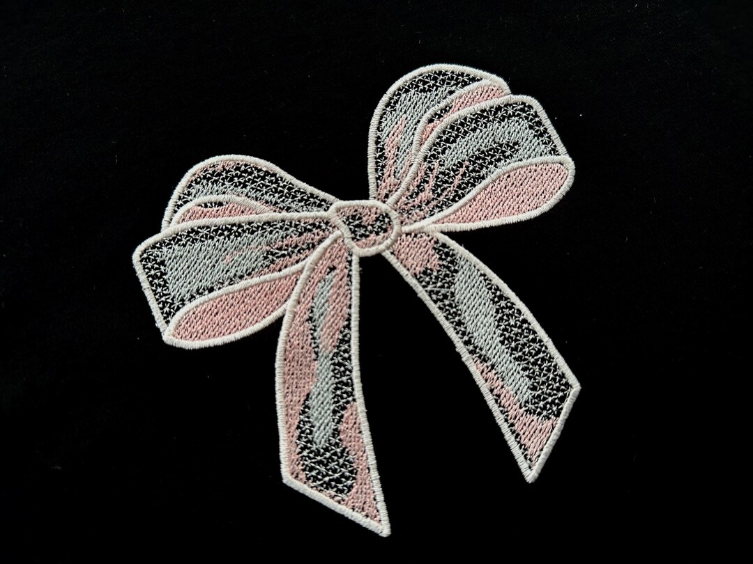 Awesome Lace Effect Bow Heirloom Wide Bow With Shadows Fill Stitch and ...