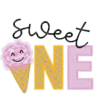 Sweet One Written Birthday Number Fringed Chenille Fur Fluffy Ice-cream ...