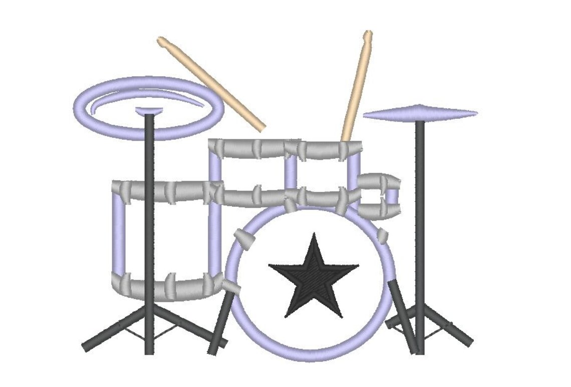 Drummer and Drum Machine Embroidery Applique Designs for Hoop 4x4, 5x7 ...