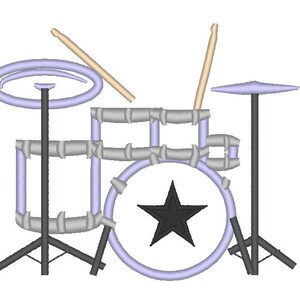 Drummer and Drum Machine Embroidery Applique Designs for Hoop 4x4, 5x7 ...